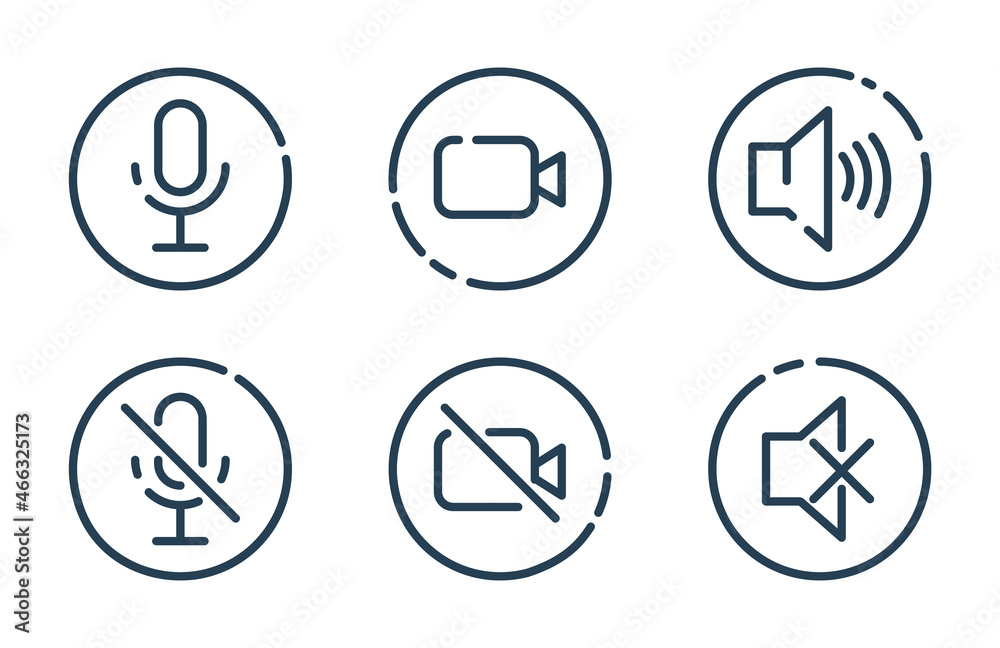 Basic icons for Video Conference, Webinar and chat. Minimalistic ...