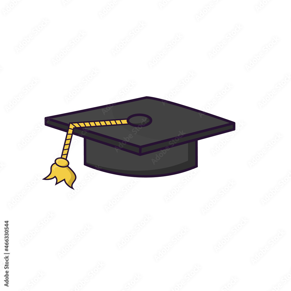 Cartoon School graduation cap. Vector Illustration Isolated On white ...