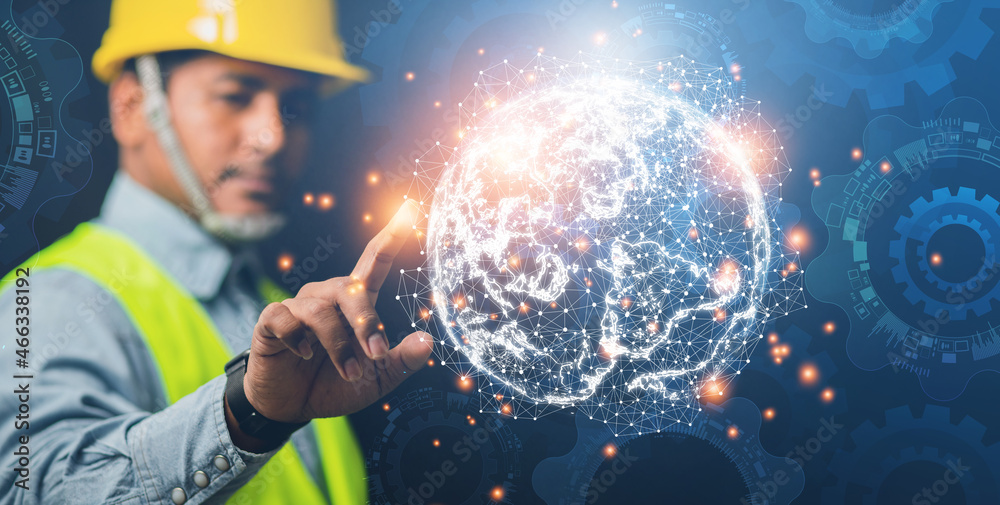 Concept of future meta-technology Engineers or businessmen show ...