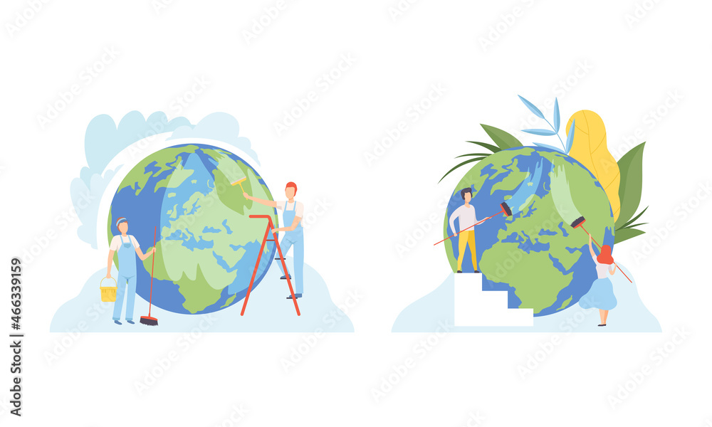 People Cleaning The Earth