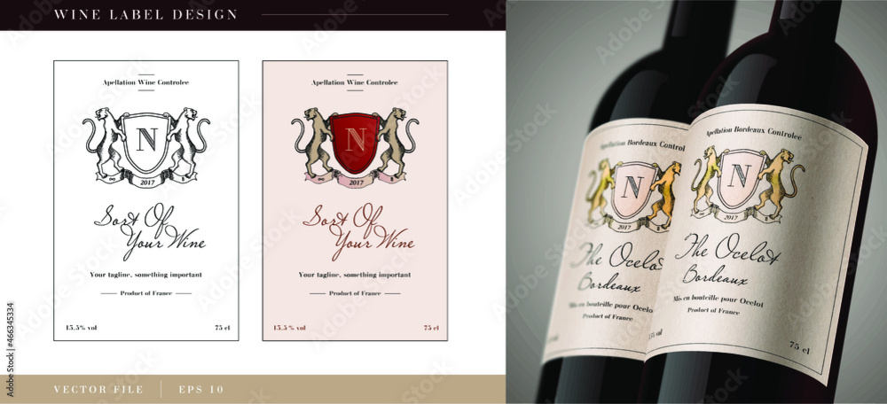 Lion Crest logo. King royal symbol, vintage wine label design template ...