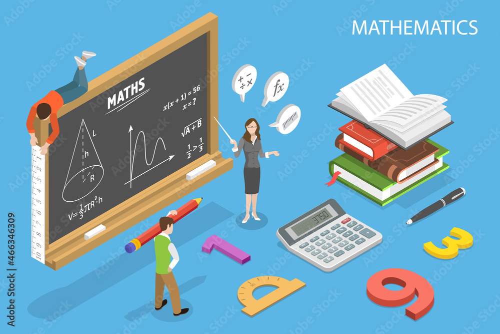 3D Isometric Flat Vector Conceptual Illustration of Mathematics, Maths ...