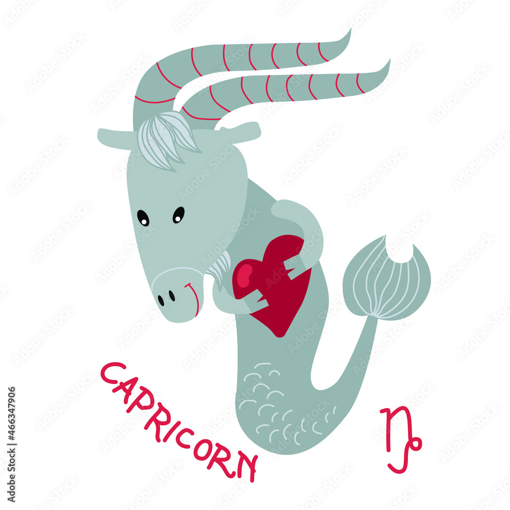 Funny Zodiac Capricorn Sign. Comic Capricorn horoscope symbol with ...