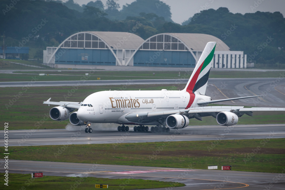 Emirates Airbus A380 making its first landing in GRU AIRPORT, Brazil ...