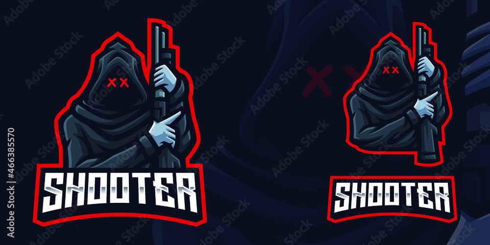 Shooter Mascot Gaming Logo Template Stock Vector | Adobe Stock