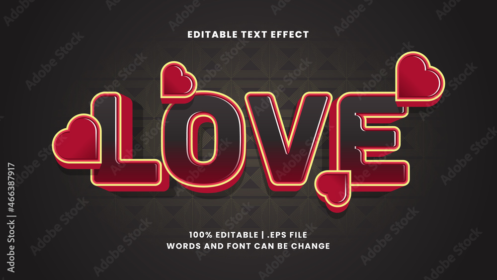 Love editable text effect in simple and modern text style Stock Vector ...