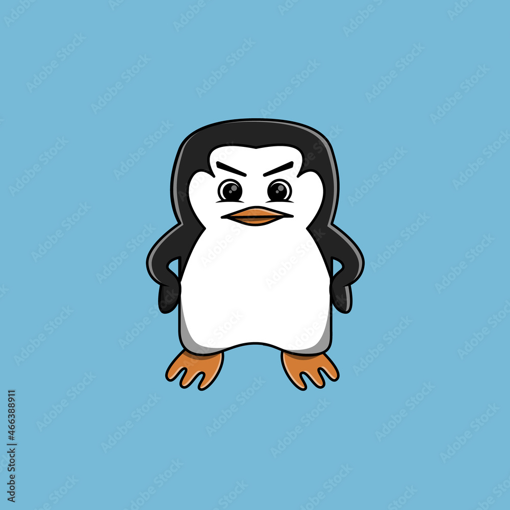 Cute angry penguin cartoon vector illustration Stock Vector | Adobe Stock