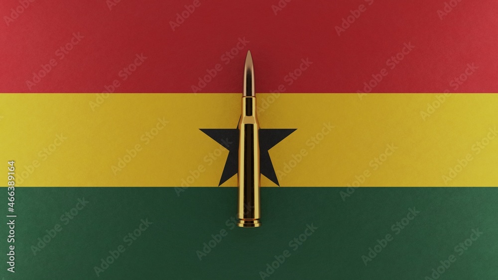 3D rendering of top down view of a single rifle bullet in the center ...