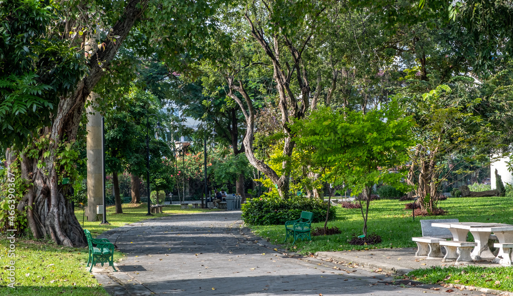 Pathway through Rommaninat Park, also known as Khut Kao Park, in ...