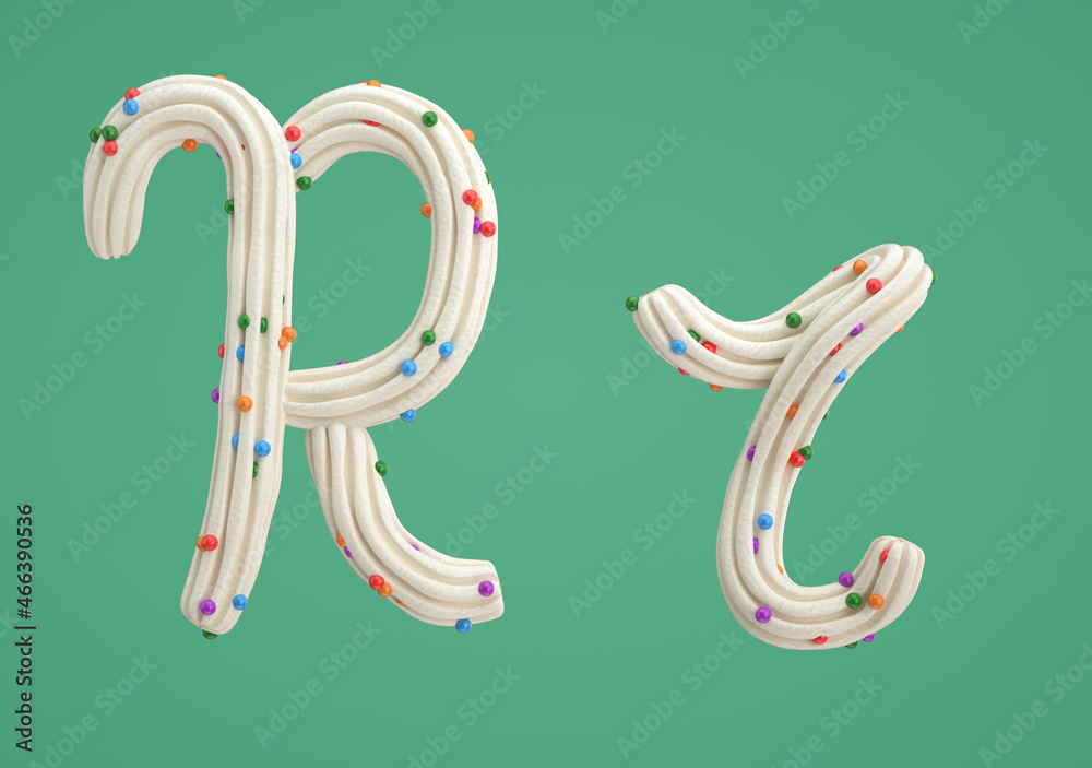 Poster white cream candy Font Isolated on green Background, 3d ...