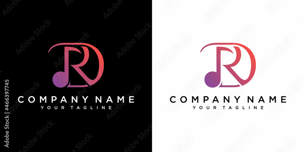 Initial DR or RD letter with music vector logo. Vector Illustration ...
