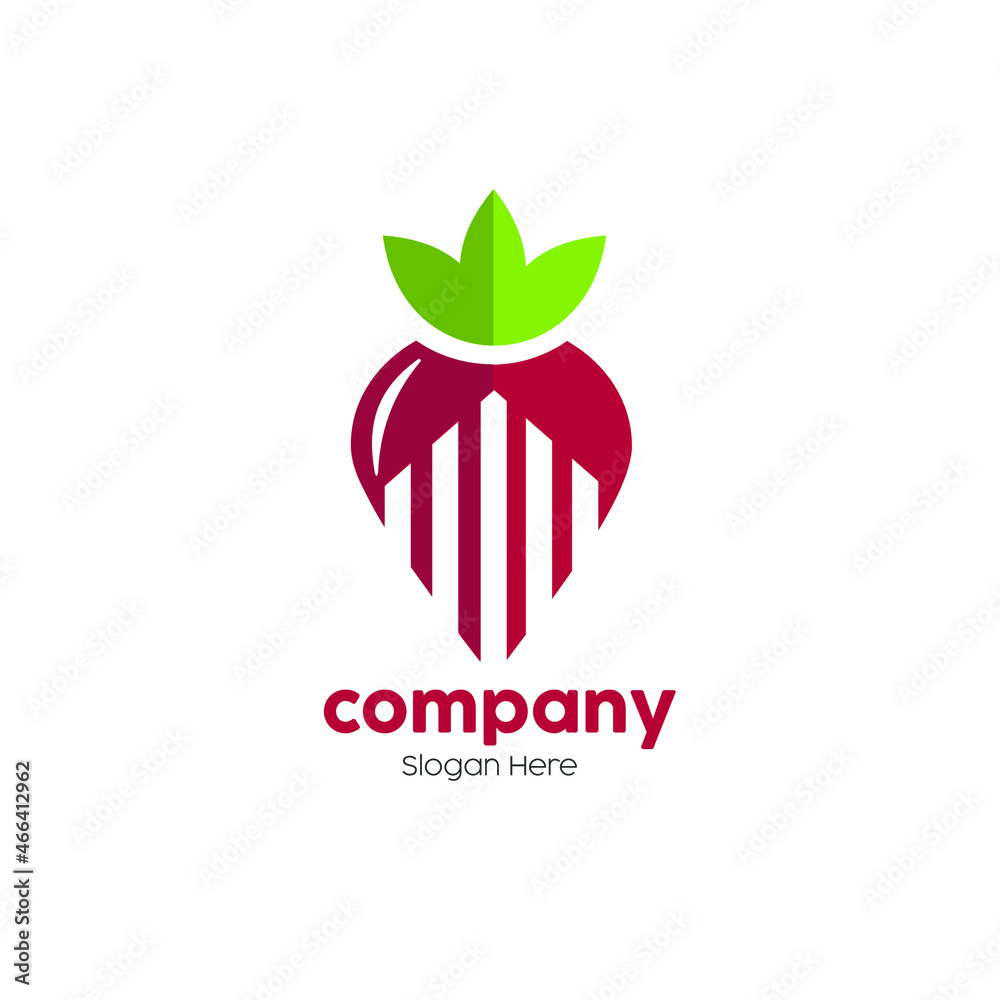 building logo with beetroot. vector illustration of beet with unique ...