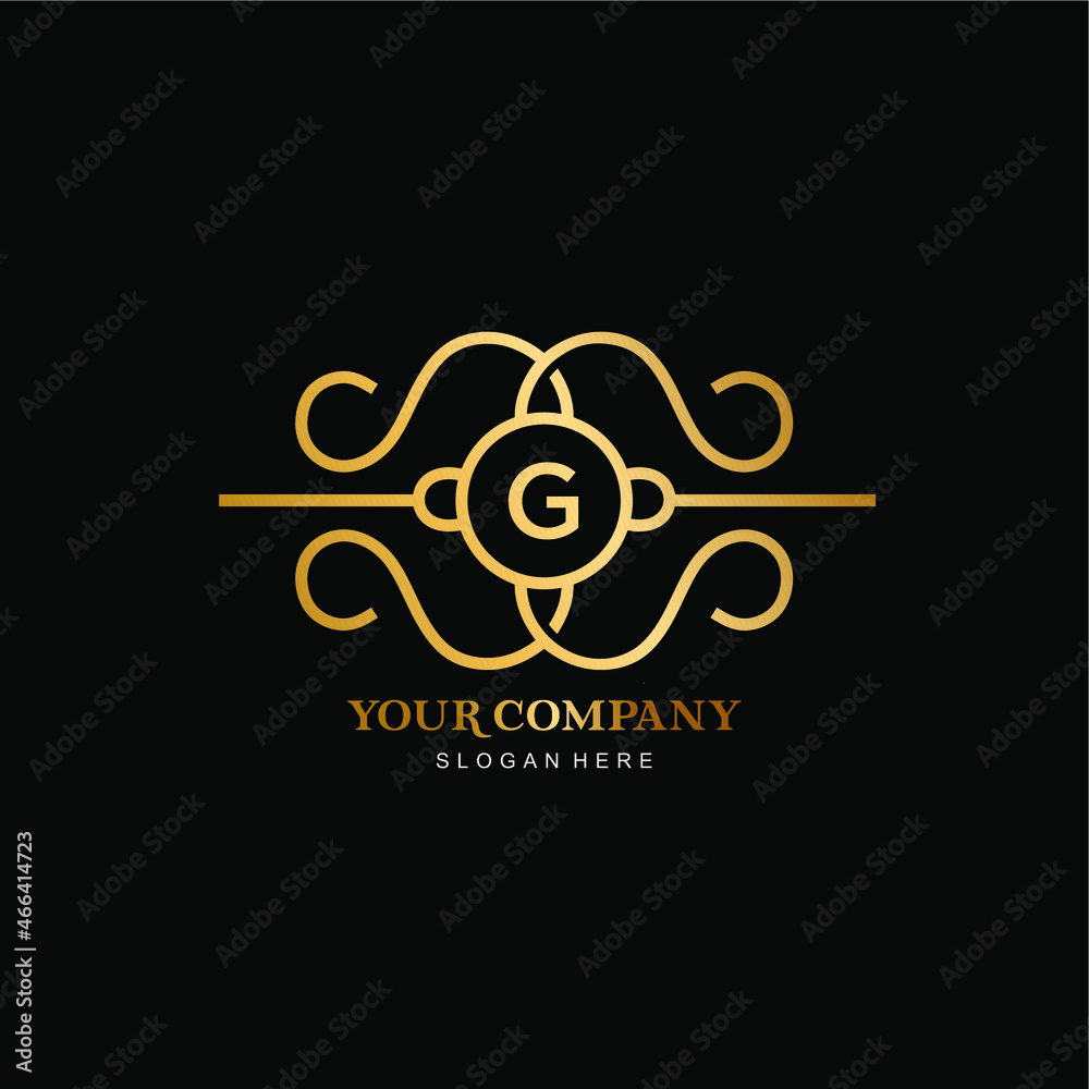 letter G vector logo and gold frame. simple and elegant gold frame line ...