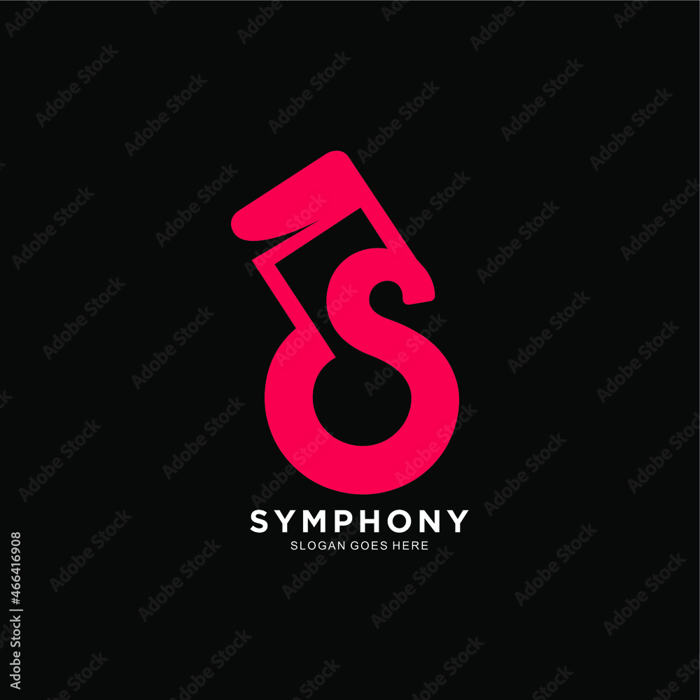 letter S music logo. monogram letter S logo with tone icon. Stock ...
