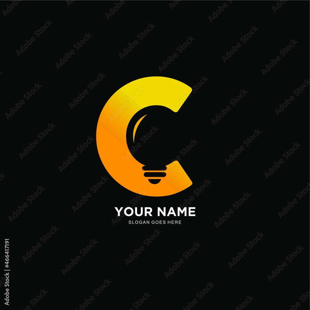 letter C logo and light bulb. vector illustration of letter C with ...