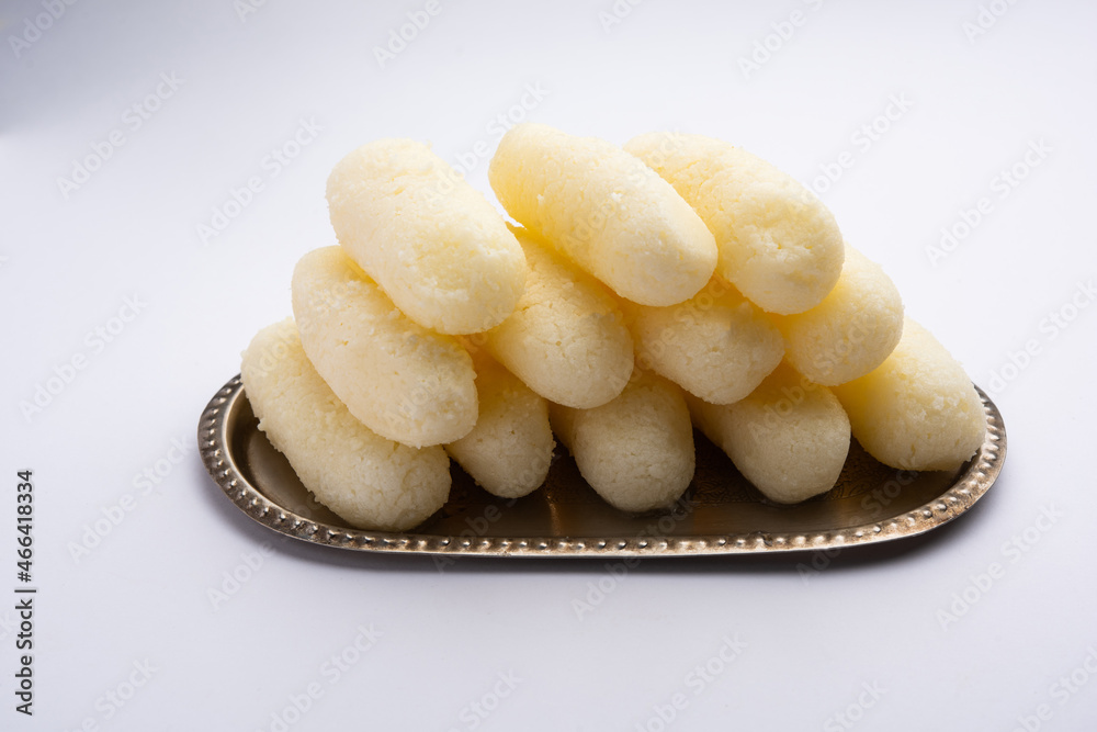 Cham Cham is a type of Bengali mithai Stock Photo | Adobe Stock