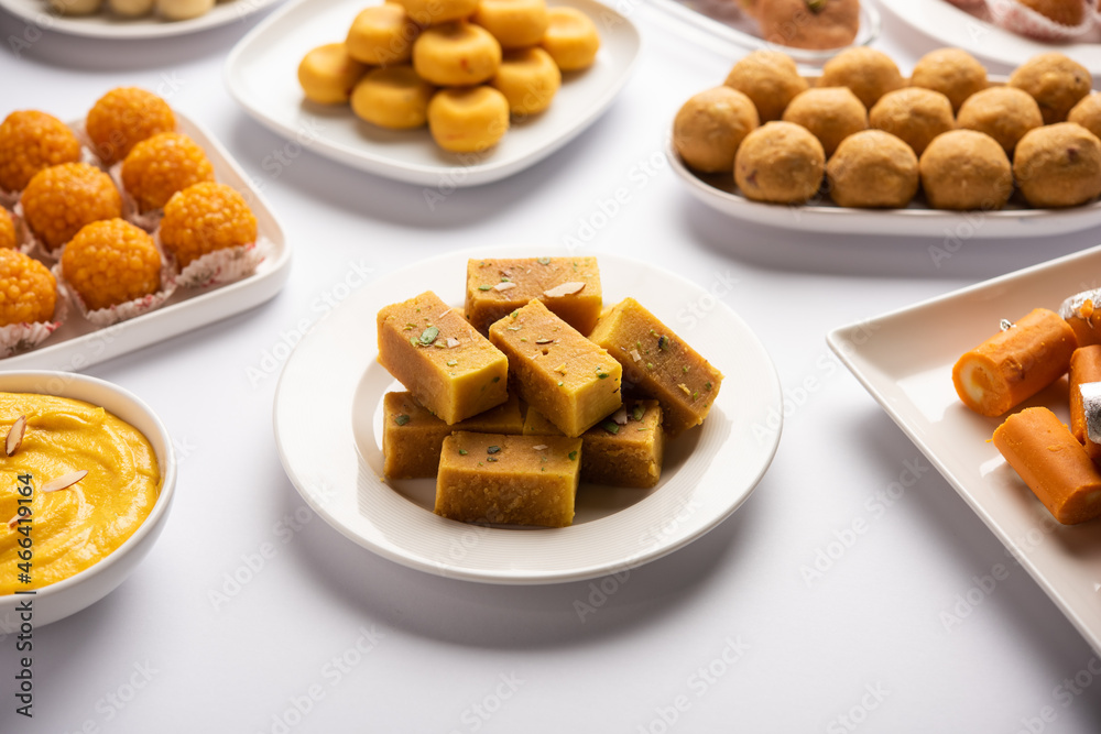 mysore pak is a delicious indian sweet Stock Photo | Adobe Stock