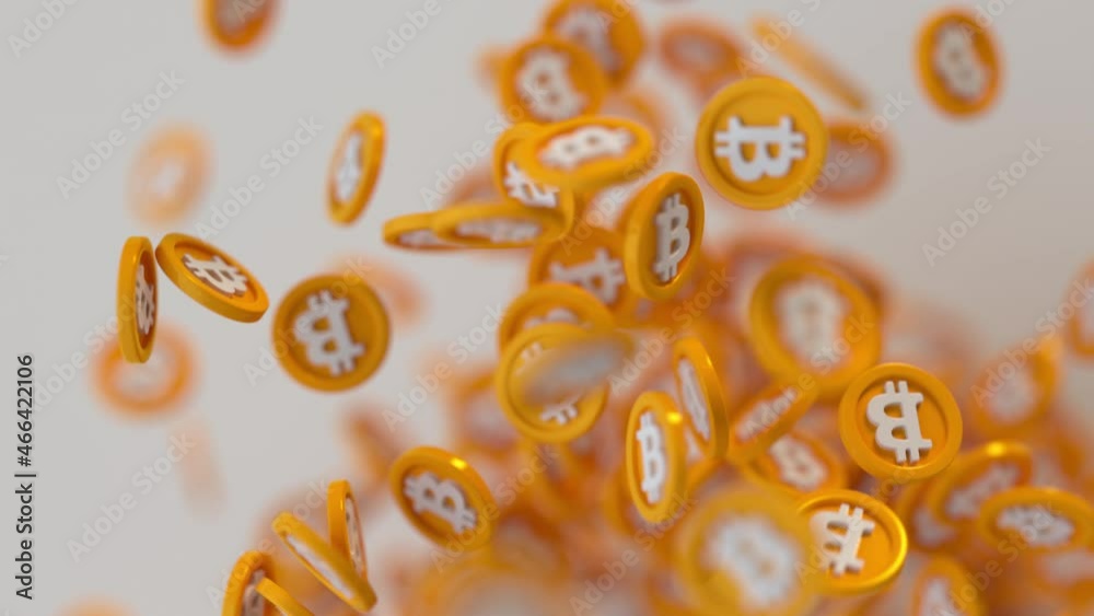 Bunch of bitcoins in slow motion. 3D render animation Stock Video ...