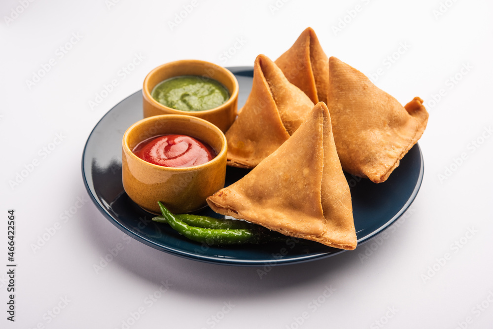 Punjabi Veg samosa snack Stock Photo | Adobe Stock