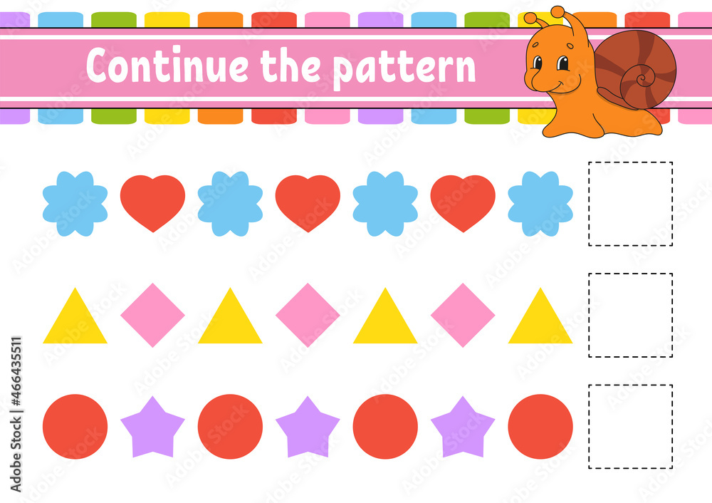 Continue the pattern. Education developing worksheet. Game for kids ...