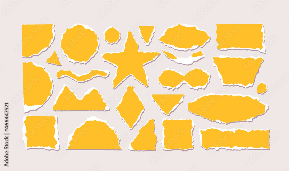 Geometric shapes of paper torn. Set of torn colored paper with edge of ...