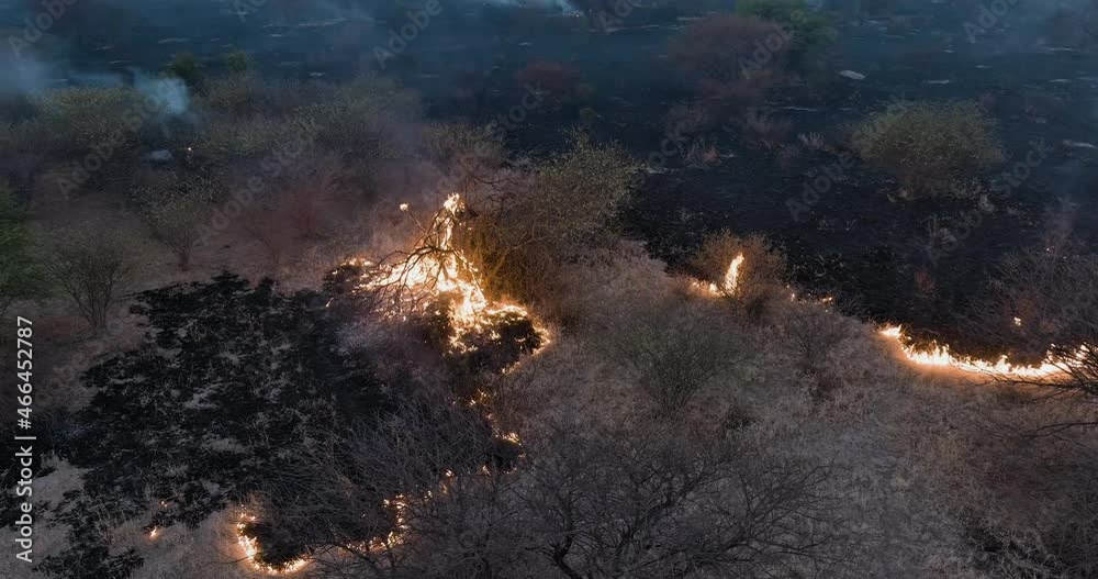 Climate emergency.Climate change. Global warming. Panning aerial view ...