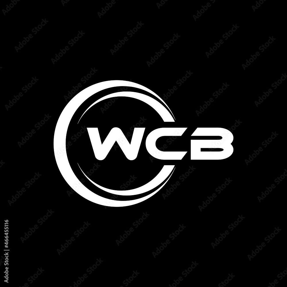 WCB letter logo design with black background in illustrator, vector ...