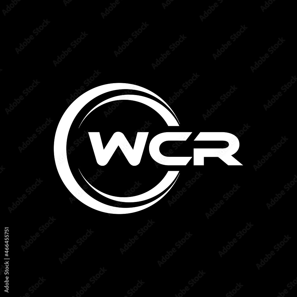WCR letter logo design with black background in illustrator, vector ...