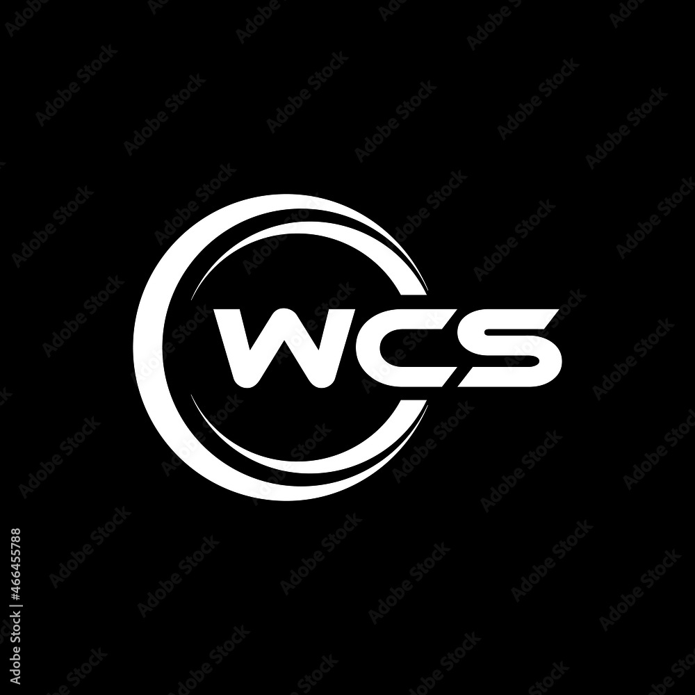 WCS letter logo design with black background in illustrator, vector ...