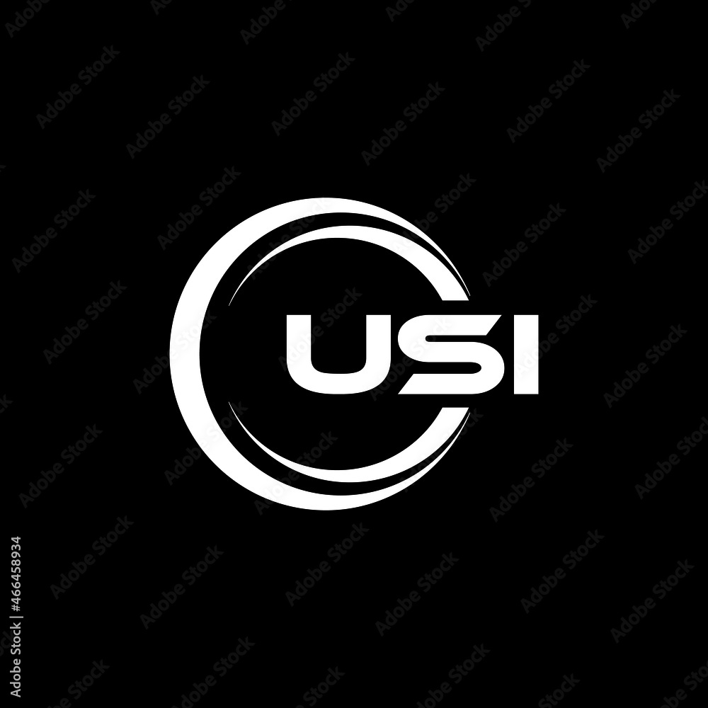 USI letter logo design with black background in illustrator, vector ...