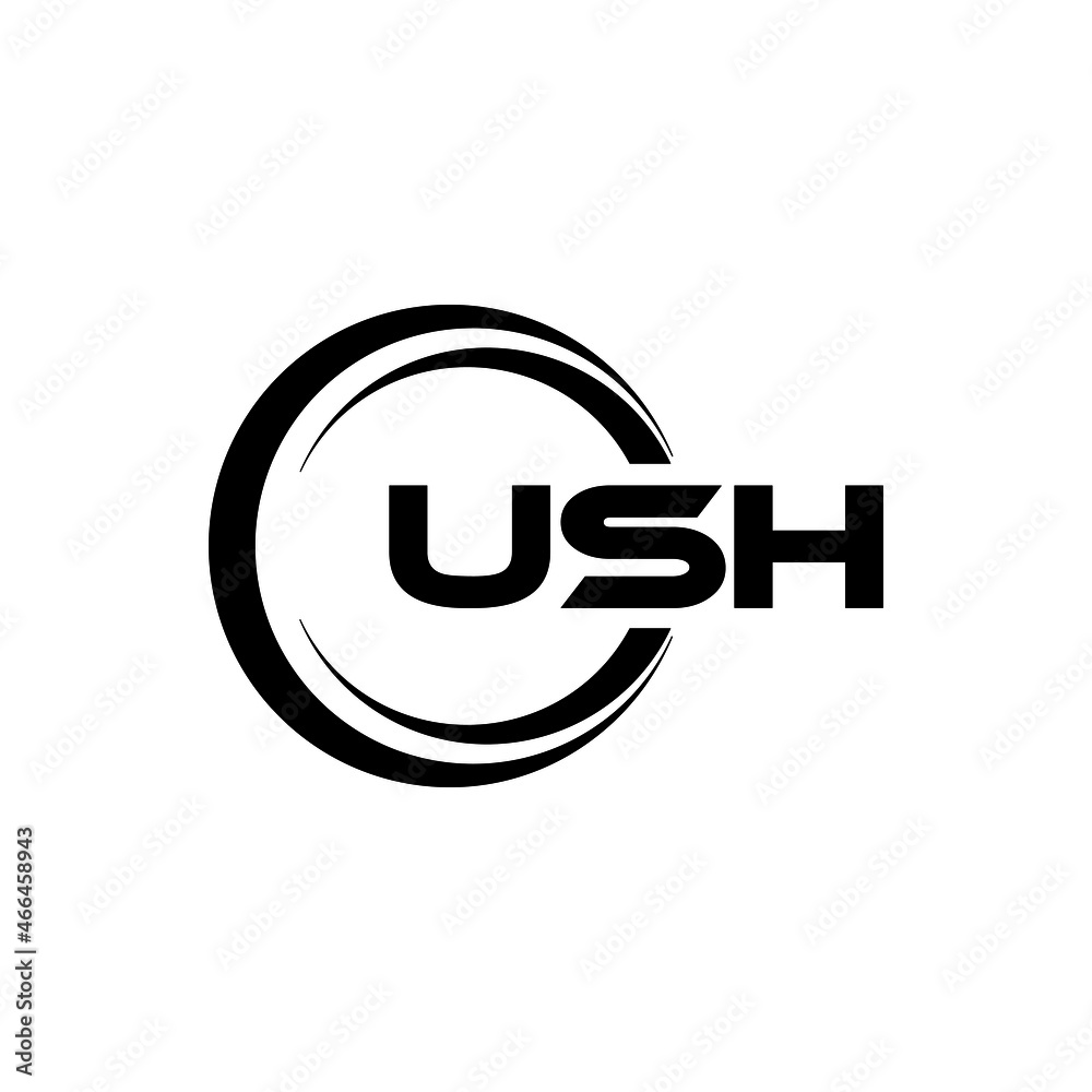USH letter logo design with white background in illustrator, vector ...