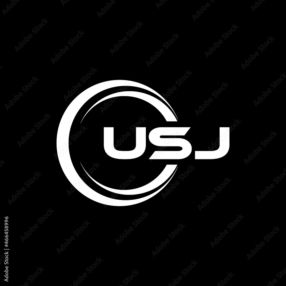 USJ letter logo design with black background in illustrator, vector ...