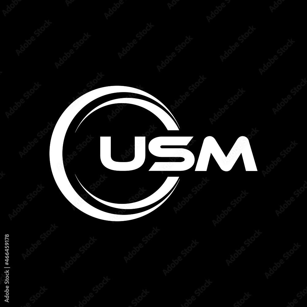 USM letter logo design with black background in illustrator, vector ...