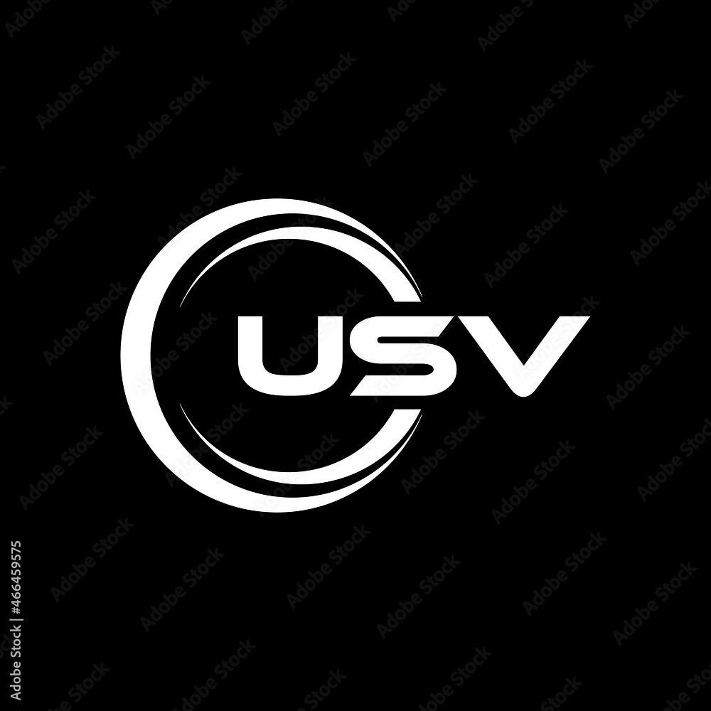 USV letter logo design with black background in illustrator, vector ...