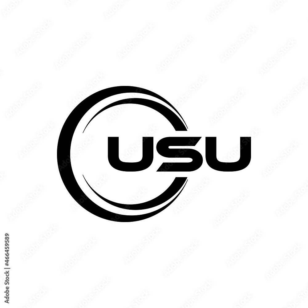 USU letter logo design with white background in illustrator, vector ...