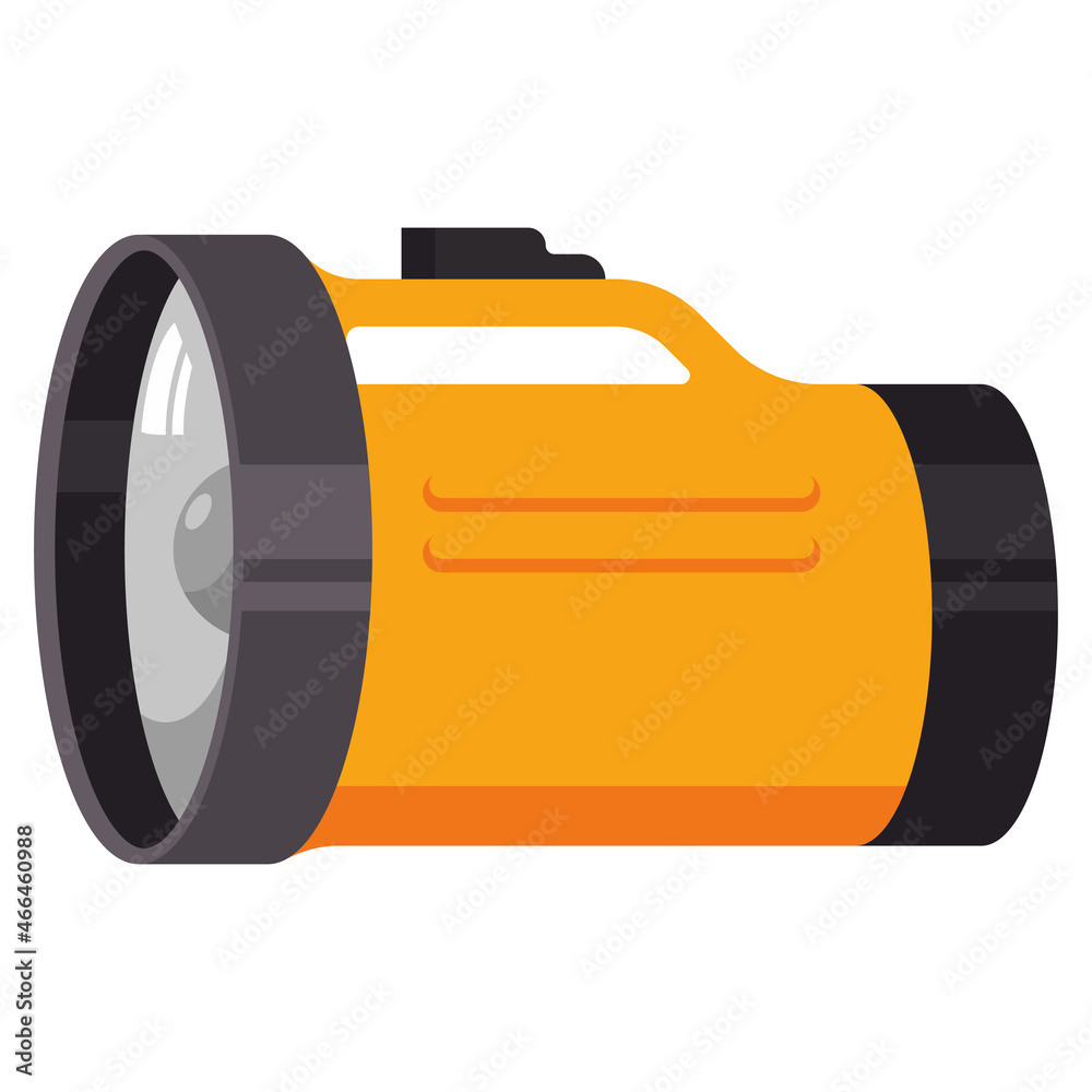 Yellow portable flashlight vector cartoon illustration isolated on a ...