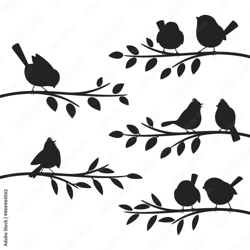 Birds On A Branch Silhouette