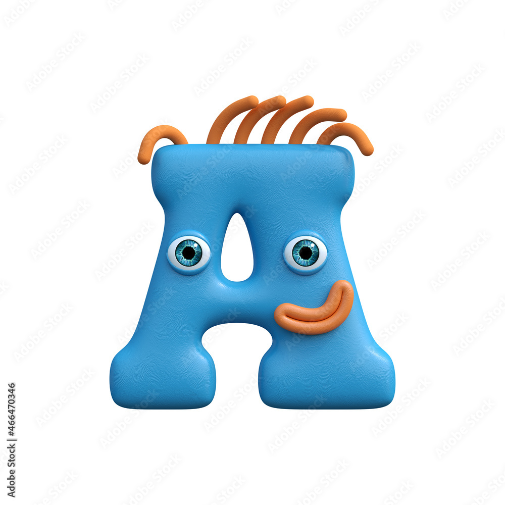 Alphabet letter made of funny smiling cartoon character isolated on ...