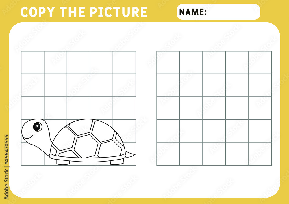 Coloring turtle. Educational Game for Kids. Copy the picture ...