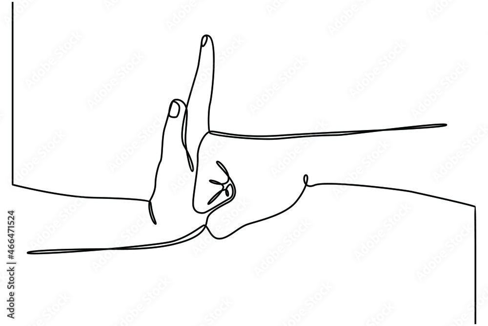continuous line drawing of female hand using palm to stop human punch ...