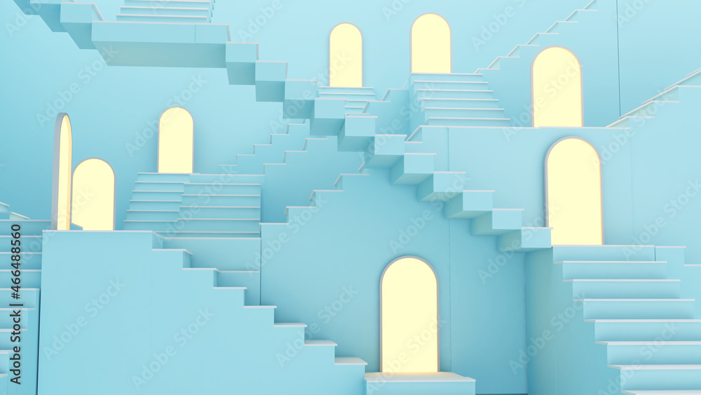 Abstract image of many stairs corridors,abstract images of multiple ...