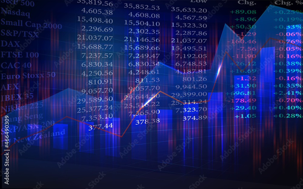 World stock market trading chart in perspective graphic design for ...