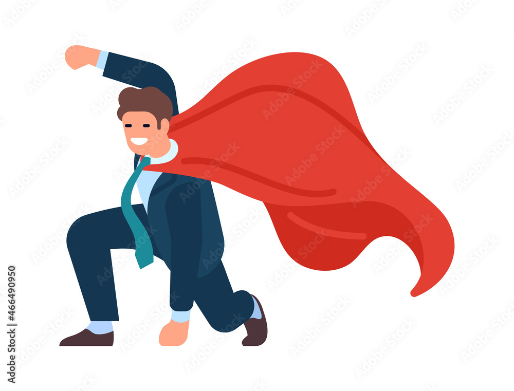Super businessman. Strong hero man in epic pose, business people mascot ...