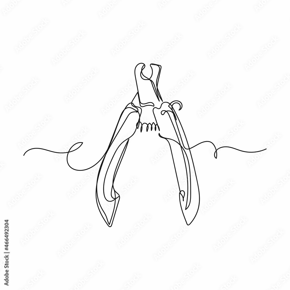 Vector continuous one single line drawing icon of nail clipper for pet ...