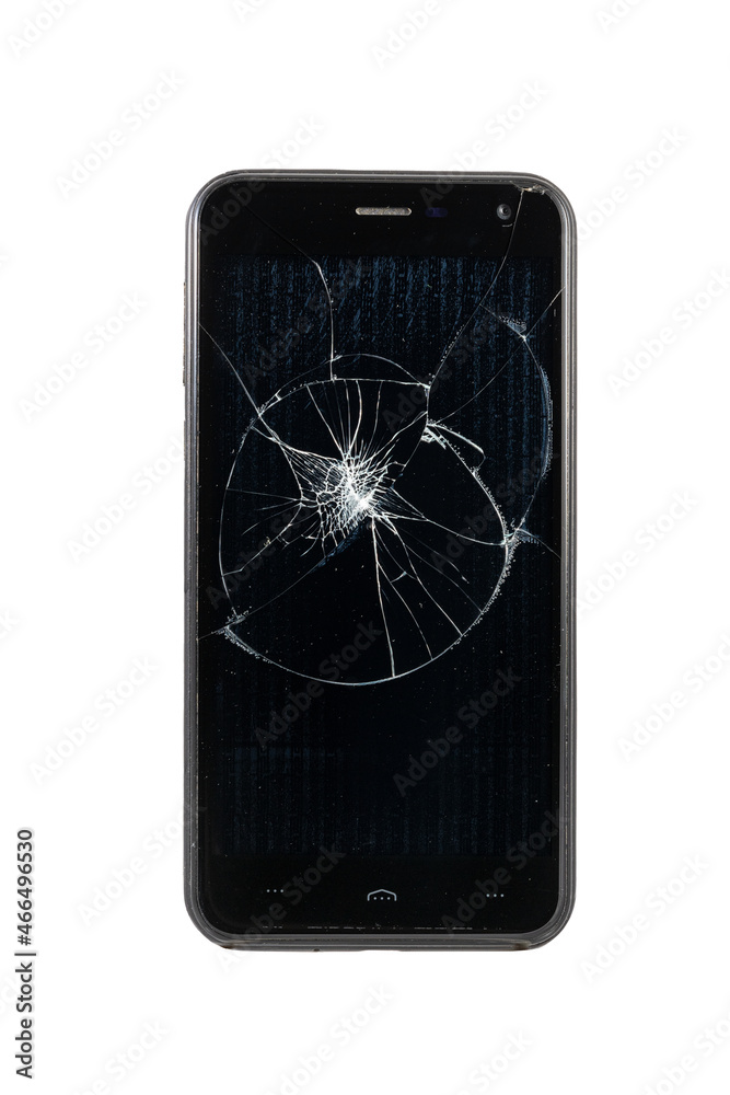 broken screen phone isolated. Smartphone crack screen. Damage mobile ...