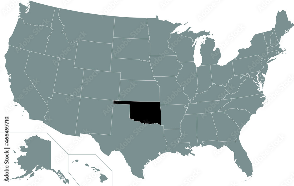 Black highlighted location administrative map of the US Federal State ...