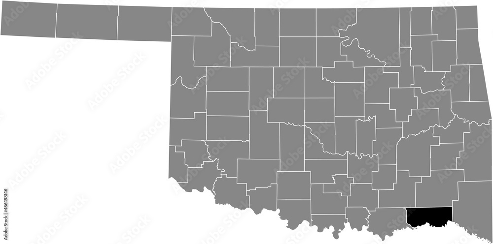 Black highlighted location map of the Choctaw County inside gray ...