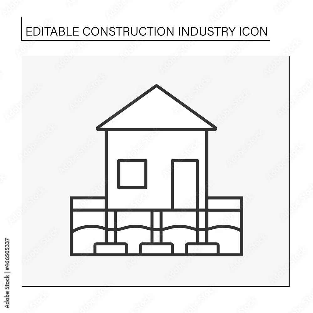 Building foundation line icon. Part of building structural system ...