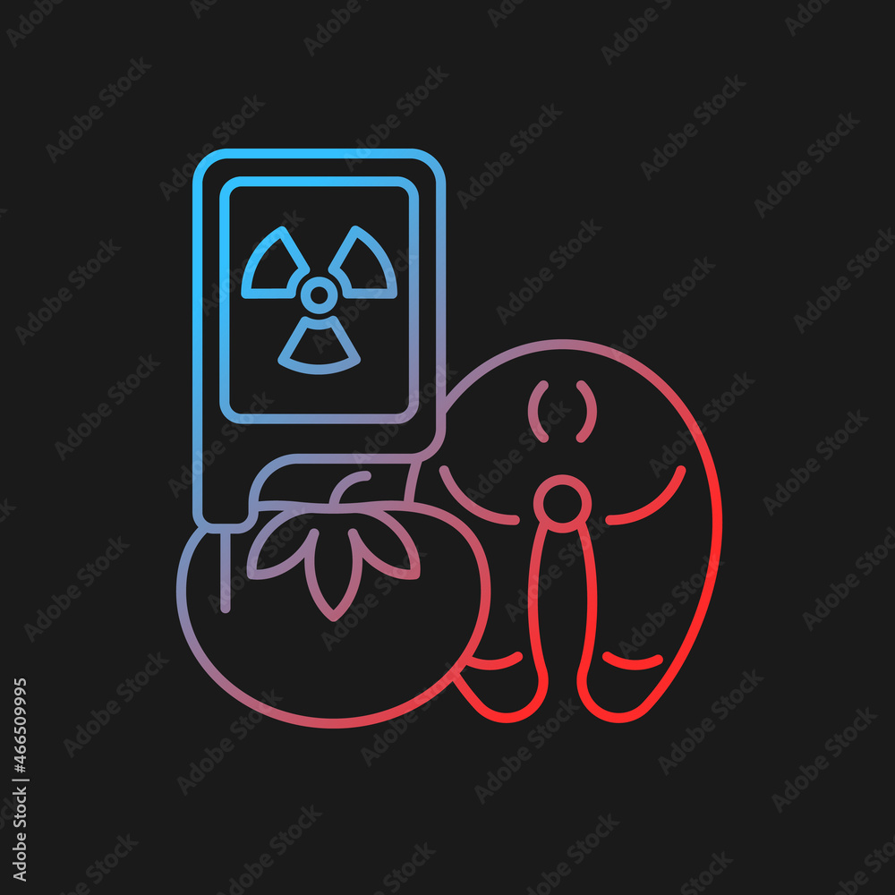 Radiation in food testing gradient vector icon for dark theme. Food ...