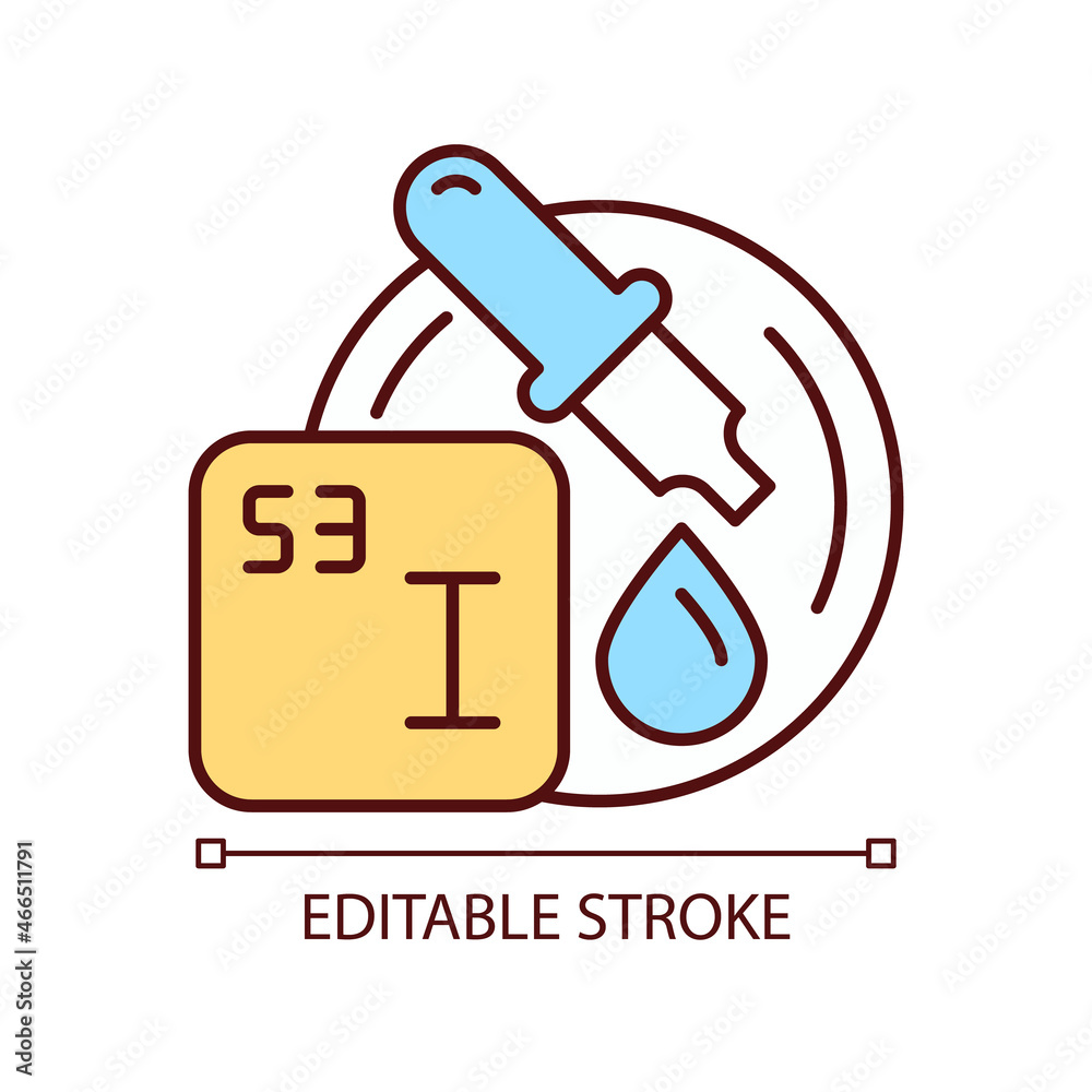 Iodine-starch test RGB color icon. Starch identification testing ...